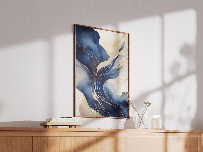 7- Navy Nightfall – Dark Blue Abstract Watercolor Art | Minimalist ...