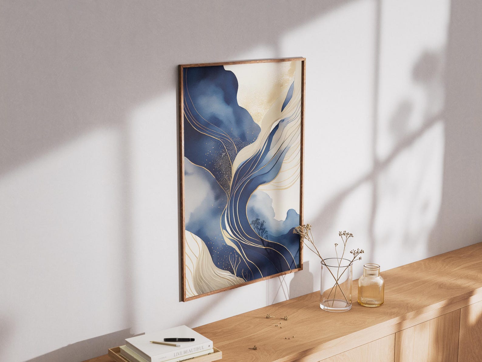 7- Navy Nightfall – Dark Blue Abstract Watercolor Art | Minimalist ...