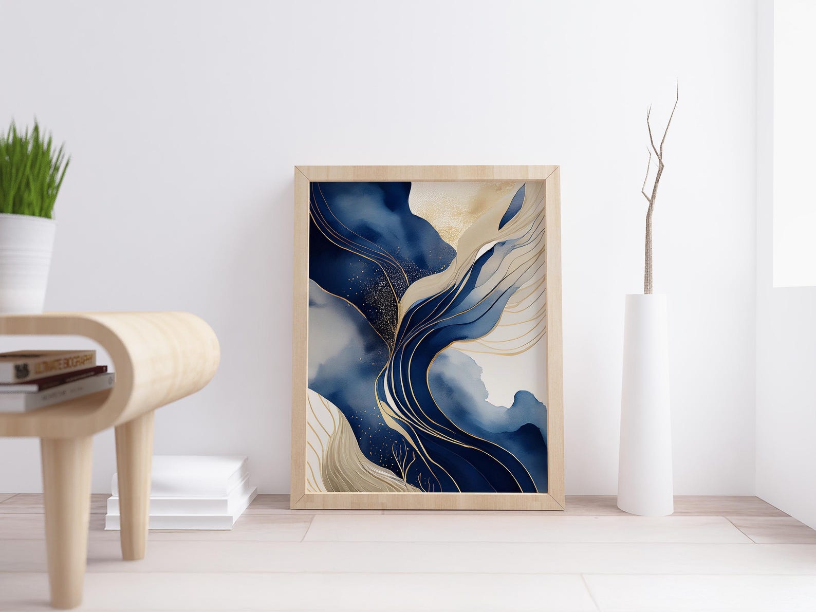 7- Navy Nightfall – Dark Blue Abstract Watercolor Art | Minimalist ...