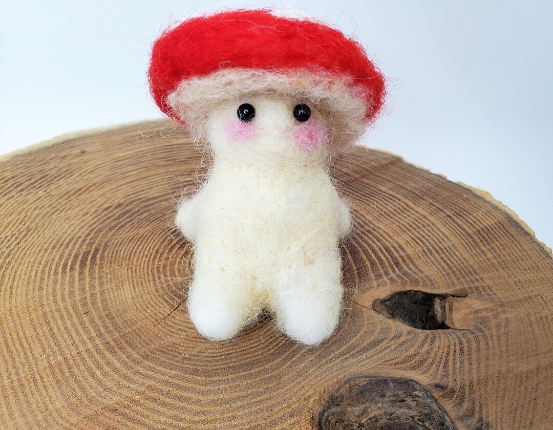 Needle Felted Mushroom Kid, Cottage Core Creature. Soft Wool Figurine ...
