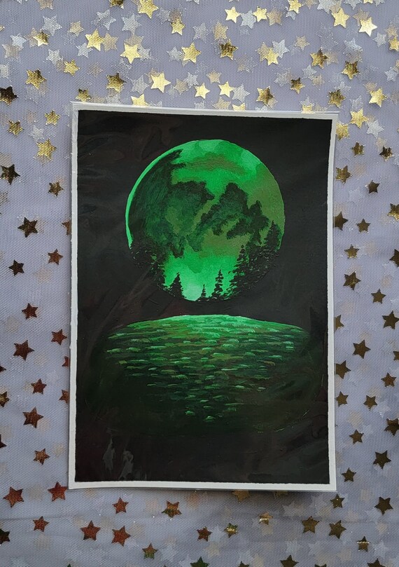 Green Full Moon - Etsy