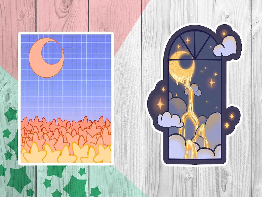 Moon Dream Pop Aesthetic Stickers - Etsy