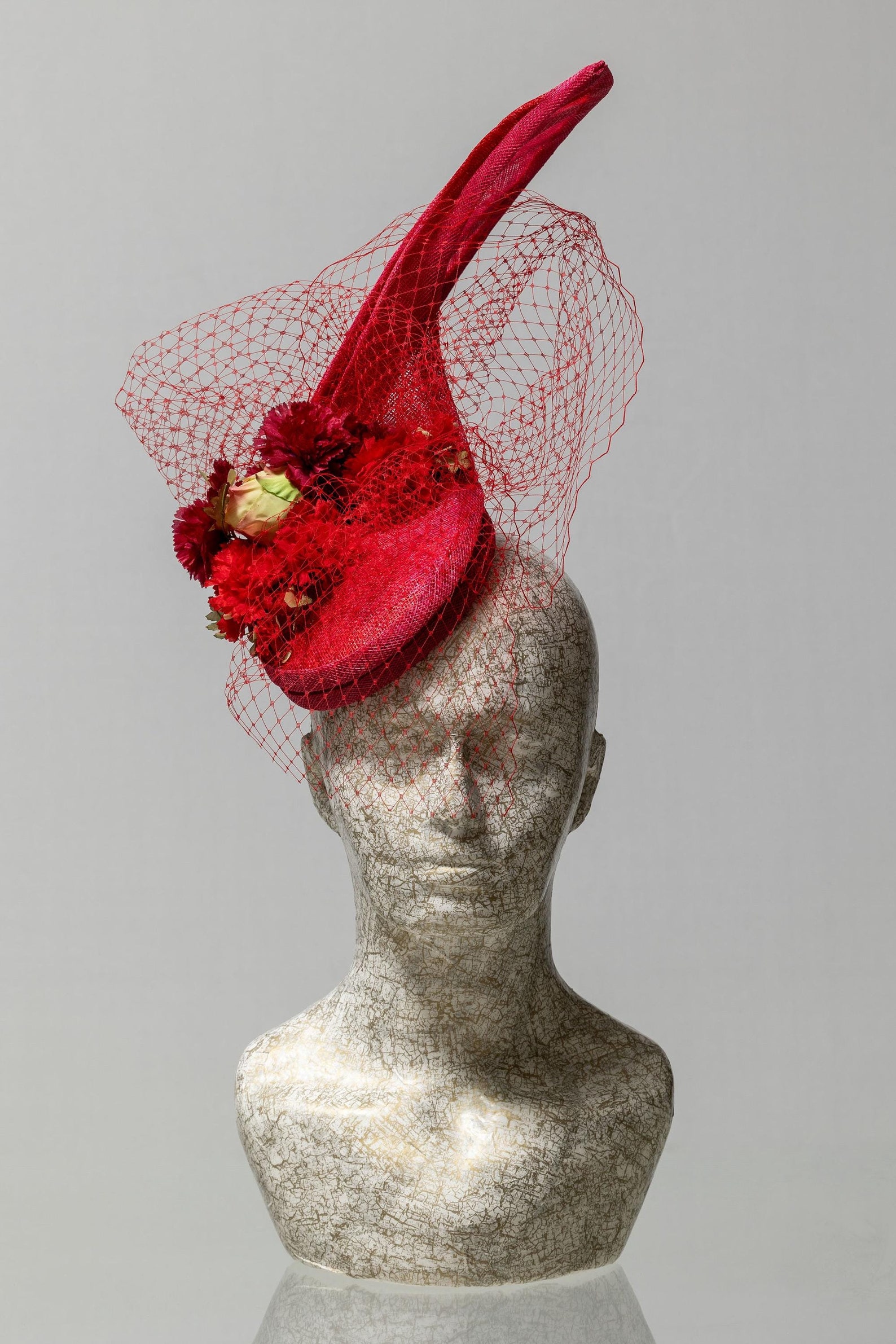 Dramatic Modern Sculptural Scarlet Fascinator - Handmade, for the Races ...