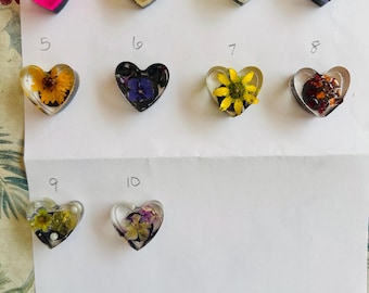 Handmade Resin Flower Magnets – Real Pressed Flowers – Heart Shaped ...