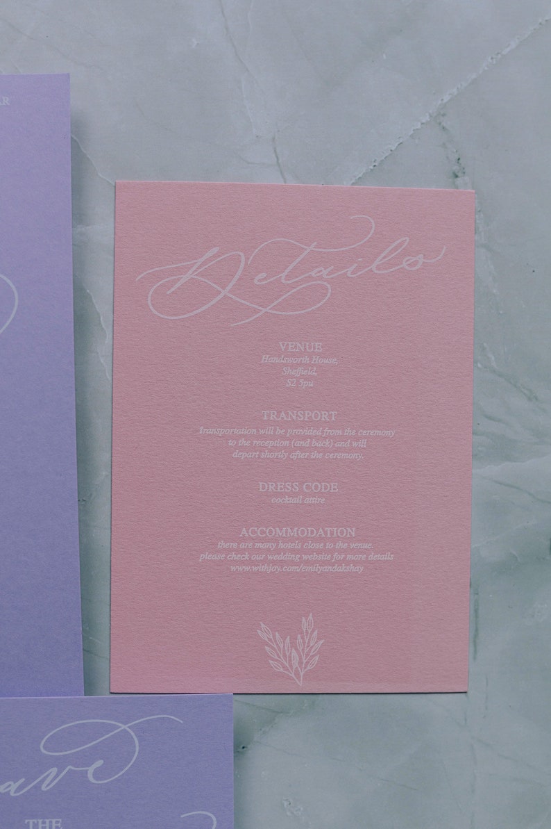 Pastel Pink & Purple Wedding Invitation Card - Etsy