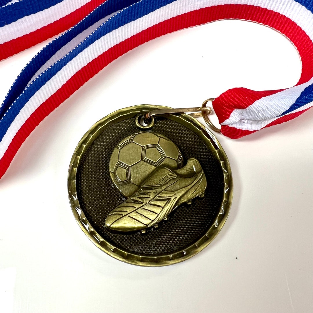 Soccer 3D Medallion With Ribbon and Free Engraving - Etsy