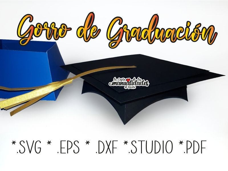 Graduation Cap Gift Box Template SVG .studio .dxf .eps + PDF and Guide ...