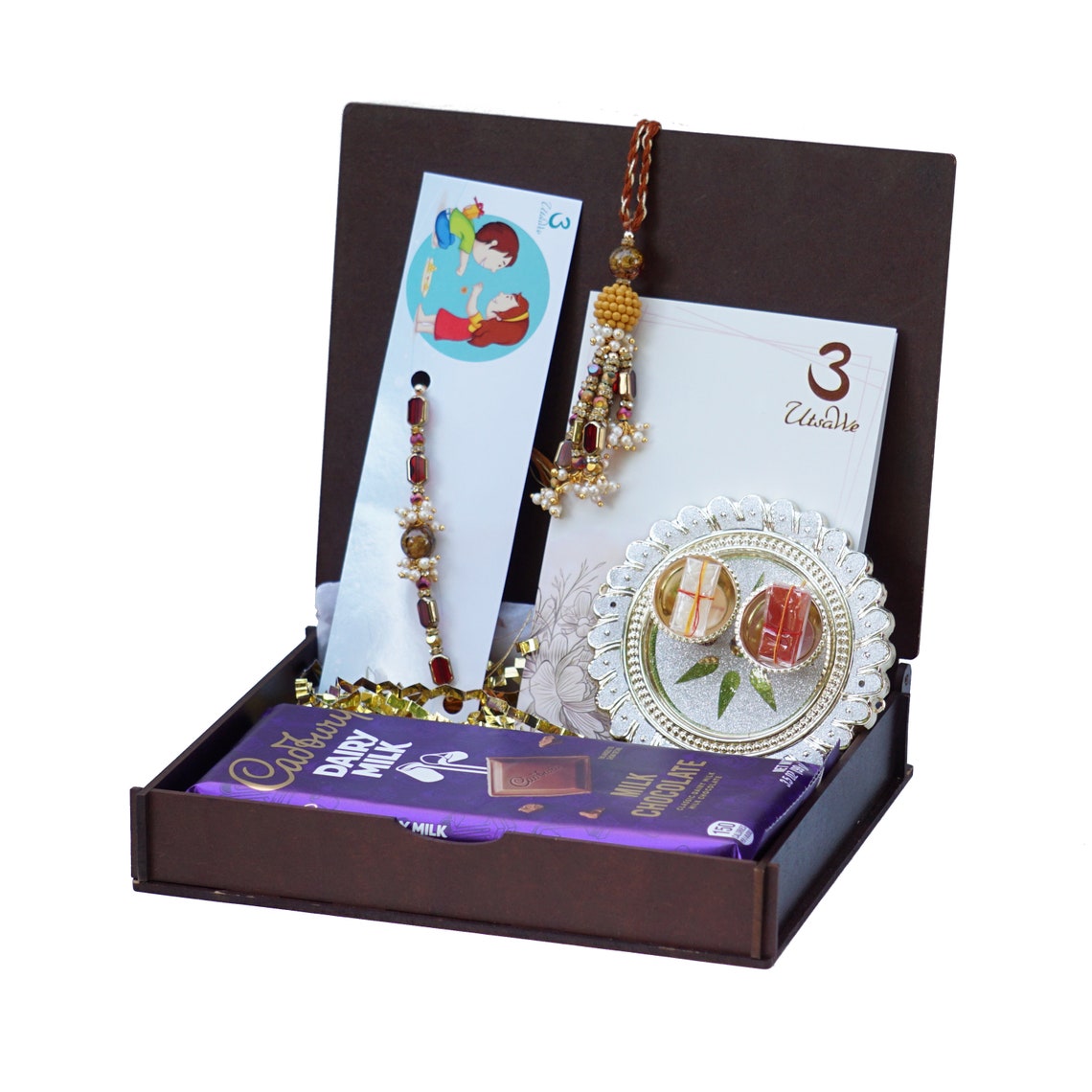 Utsawe Rakhi Gift Box Gift Box Crafted in Wood With Adorable Couple ...