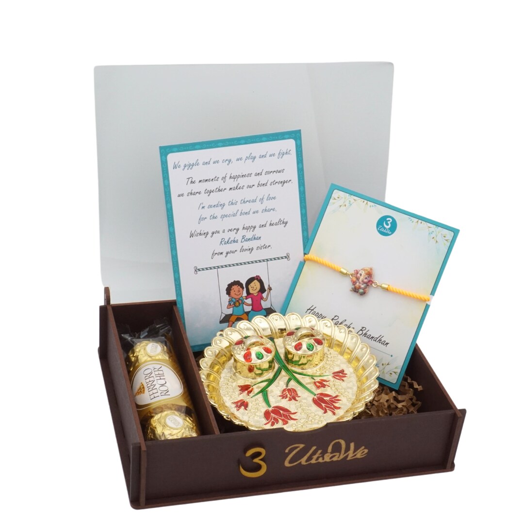 Utsawe Rakhi Gift Box | Gift Box With Yellow Ganeshji Rakhi Inside ...