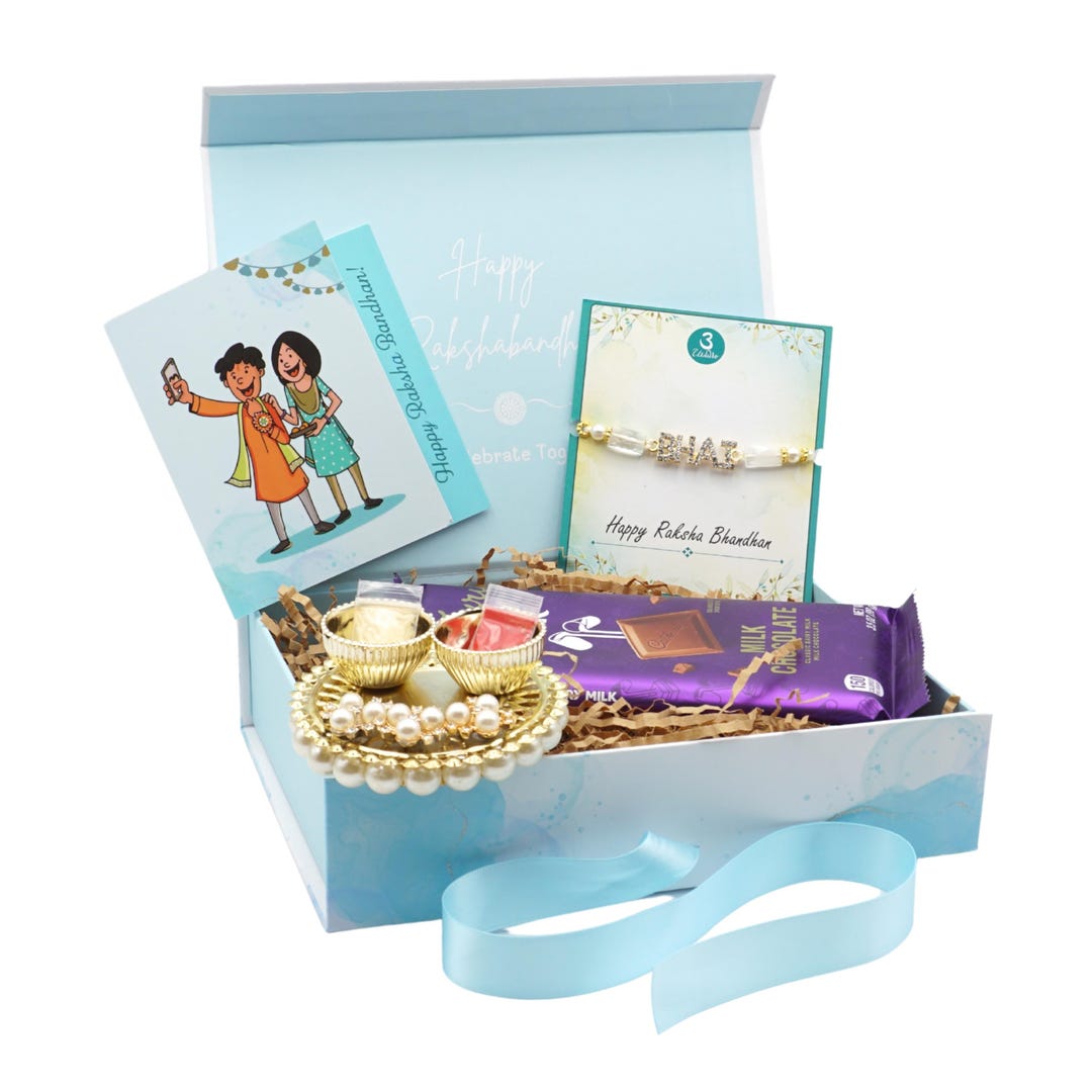 Utsawe Rakhi Gift Box | Stylish Bhai & Bro Rakhi Gift Box With Pearls ...