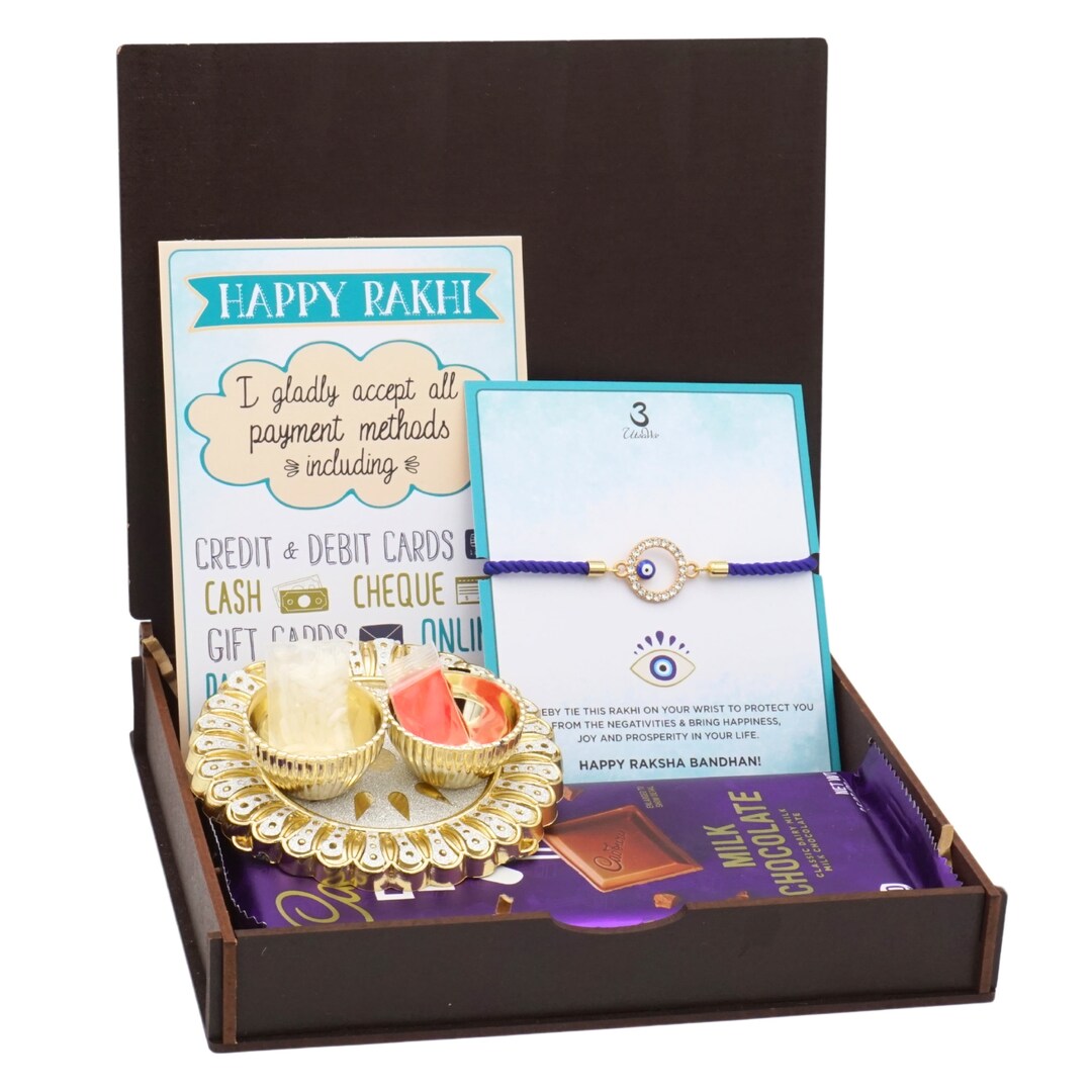 Utsawe Rakhi Gift Box | Gift Box With Elegant Evil Eye Rakhi Inside ...