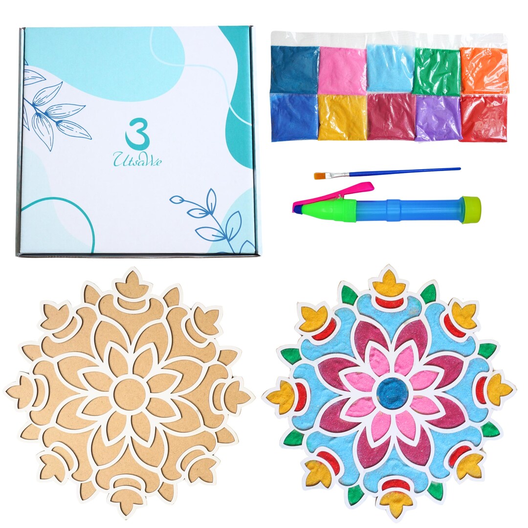 Utsawe Fancy Rangoli Set, MDF Rangoli Mat, Reusable Rangoli for Diwali ...