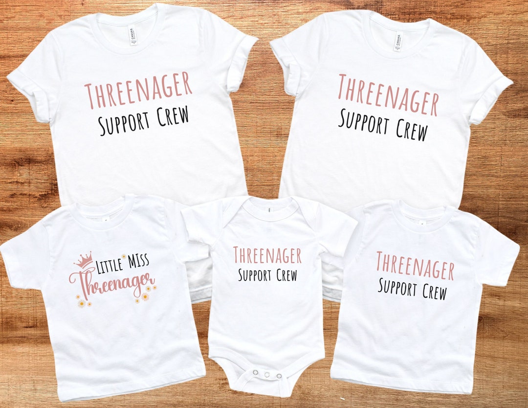 Little Miss Threenager Bday Shirt, 3rd Birthday Girl Party Shirts, 3rd ...