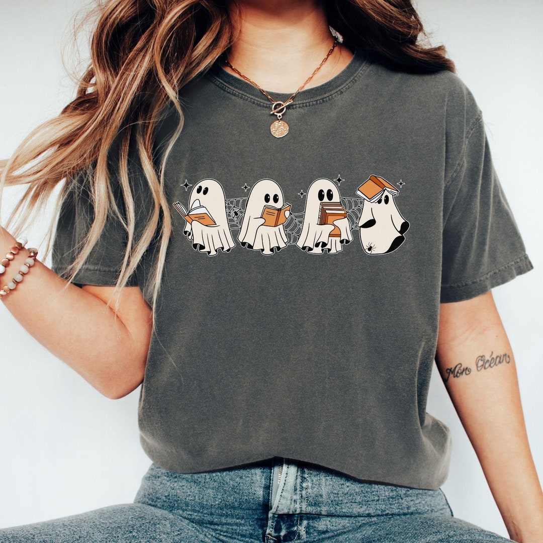 Comfort Colors® Ghost Reading Shirt, Spooky Bookish Ghost Tee, School ...