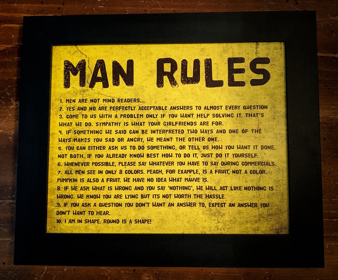 Man Rules Framed Man Cave Plaque - Etsy