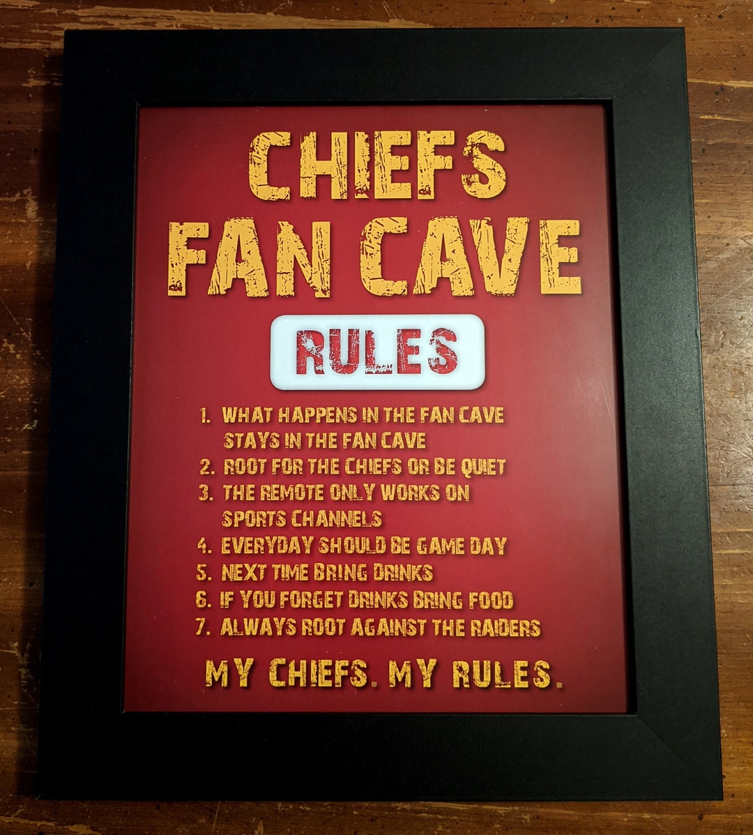 Chiefs Football Framed Fan Cave Plaque - Etsy