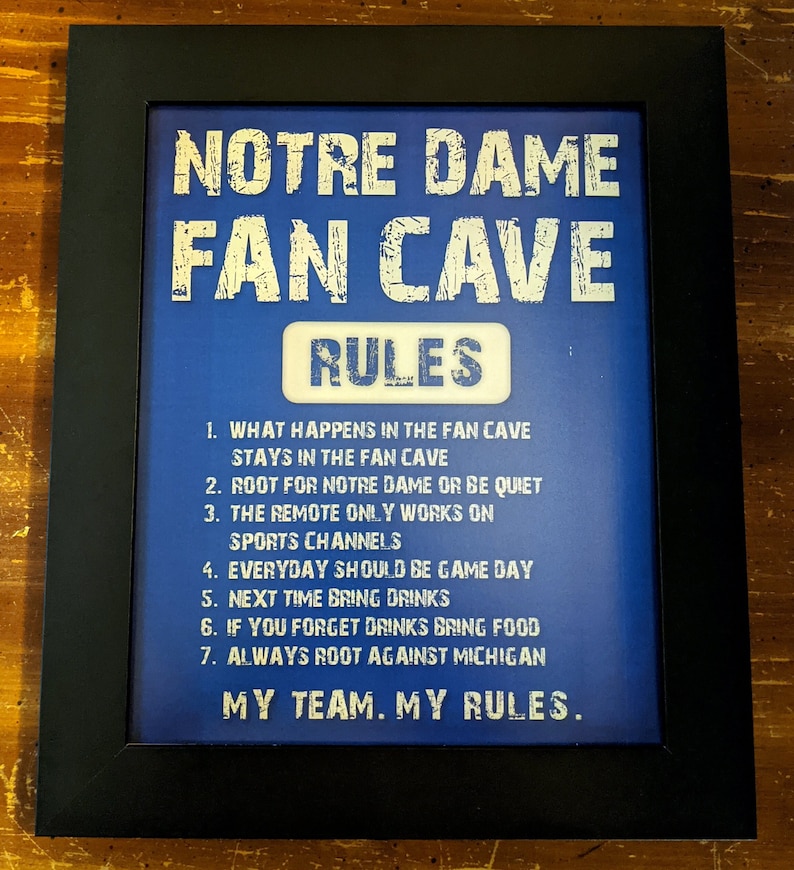 Notre Dame Football Framed Fan Cave Plaque | Etsy