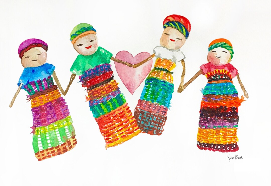 Guatemalan Worry Dolls, Watercolor, Printed and Shipped, Travel - Etsy