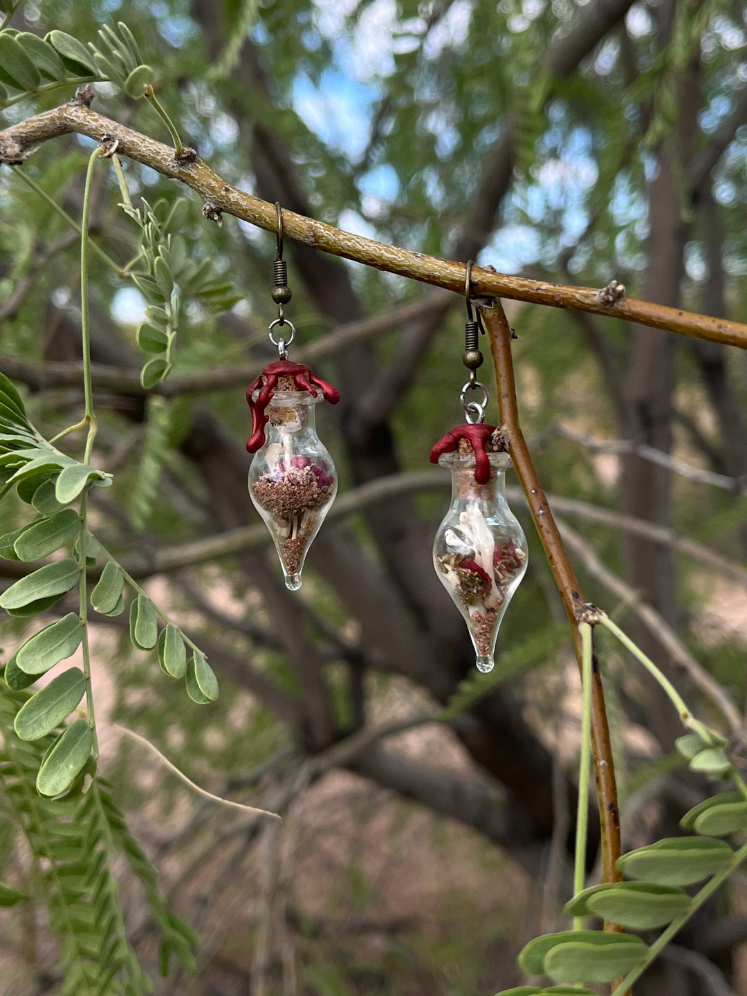 Glass Vial Bone Earrings With Wax Seal - Folk Magic and Witchcraft ...