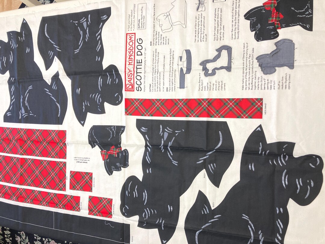 Vintage Daisy Kingdon scotty Dog Doll Panel by Springs Industries. Cut ...