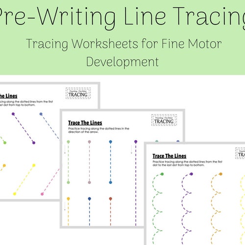 Pre Handwriting Line Tracing Worksheets Preschool Printable - Etsy