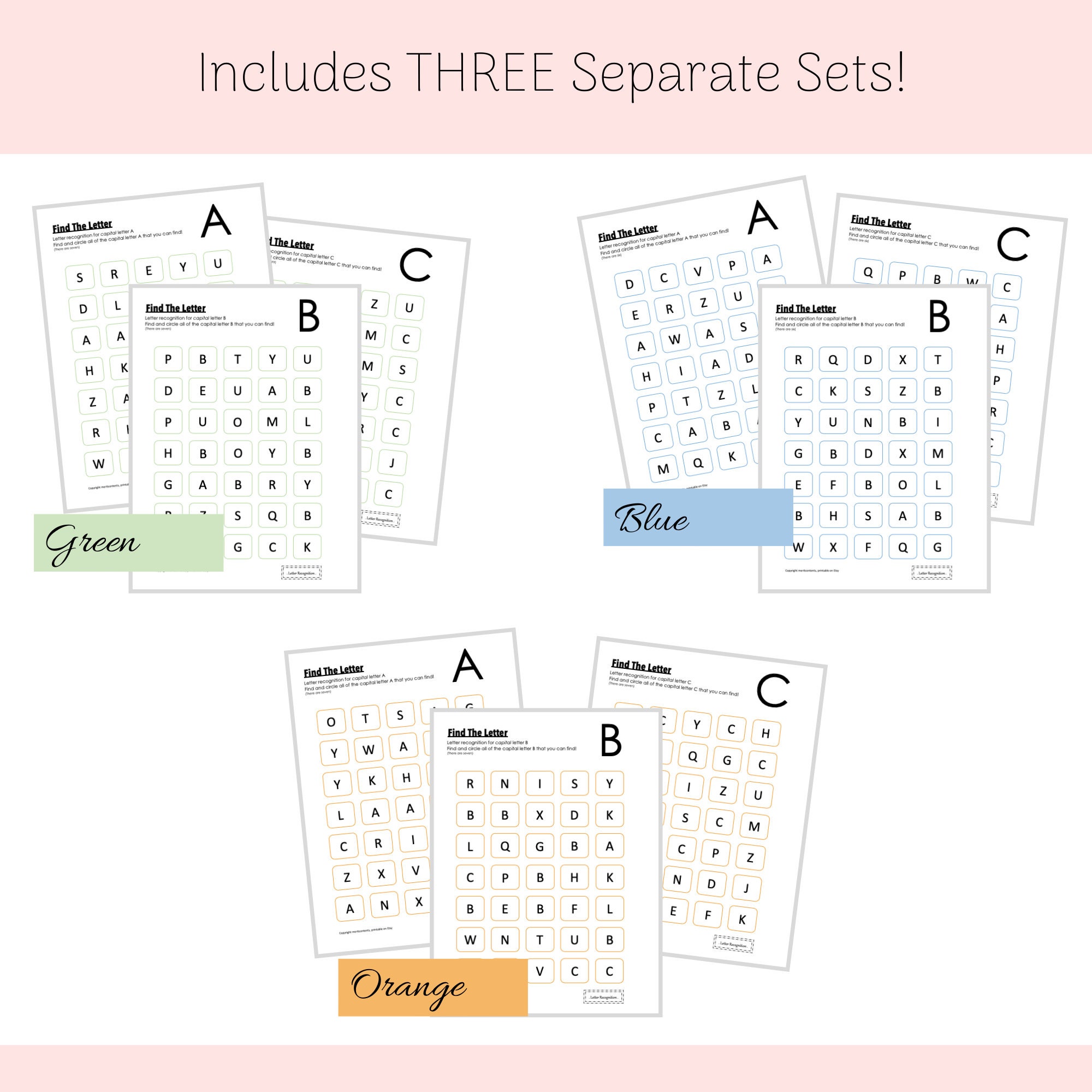 Letter Recognition Worksheets, Alphabet Learning Worksheets, Preschool ...