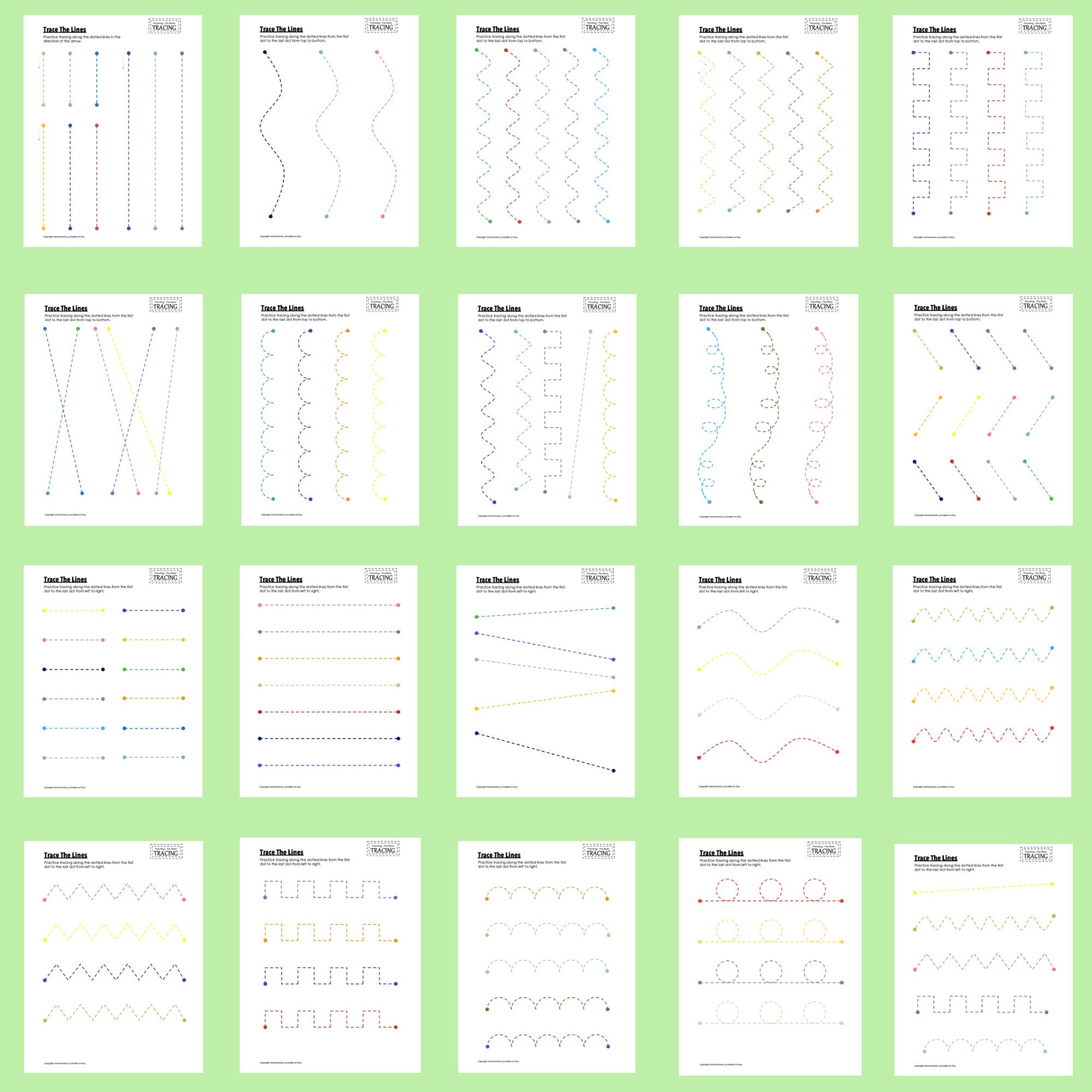 Prewriting Fine Motor Tracing Worksheets, Line Tracing Sheets ...