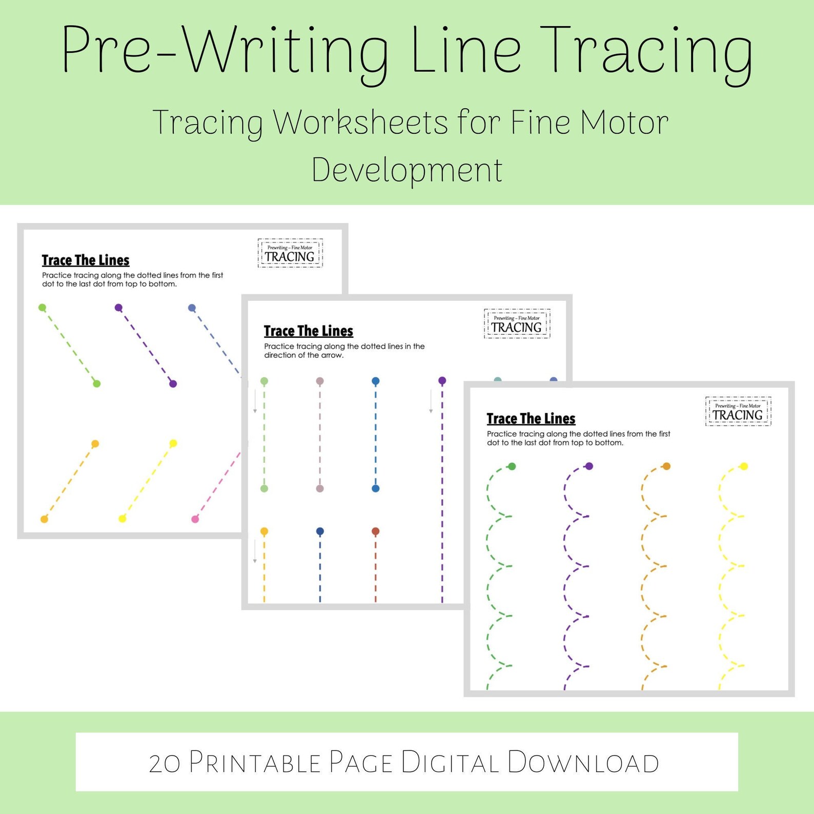 Prewriting Fine Motor Tracing Worksheets, Line Tracing Sheets ...