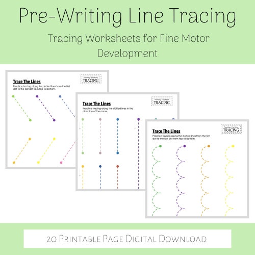 Prewriting Fine Motor Tracing Worksheets Line Tracing Sheets - Etsy
