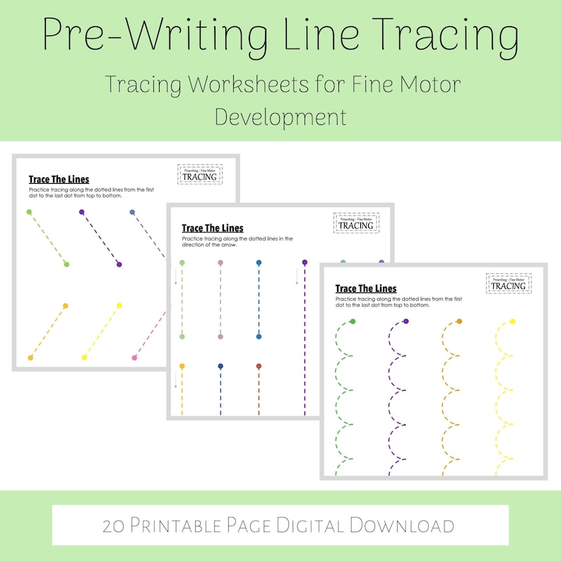 Prewriting Fine Motor Tracing Worksheets, Line Tracing Sheets ...