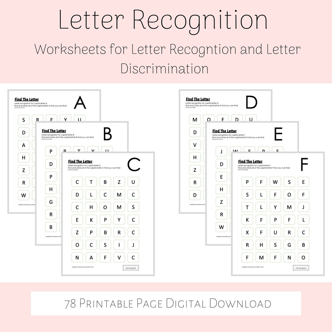 Letter Recognition Worksheets, Alphabet Learning Worksheets, Preschool ...