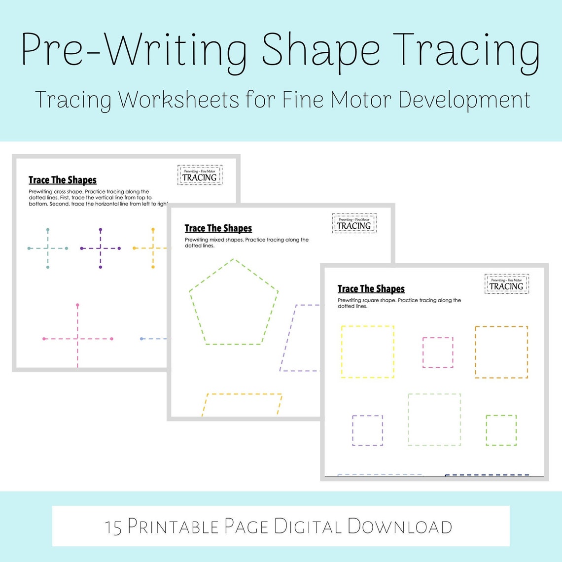 Prewriting Fine Motor Tracing Worksheets, Shape Tracing Sheet ...