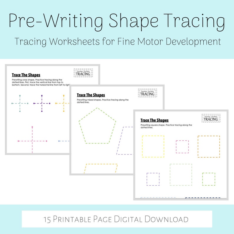 Prewriting Fine Motor Tracing Worksheets, Shape Tracing Sheet ...