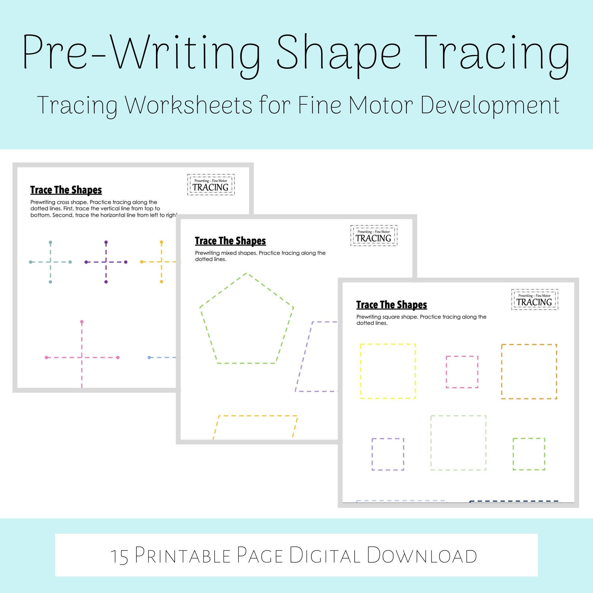 Prewriting Fine Motor Tracing Worksheets, Shape Tracing Sheet ...