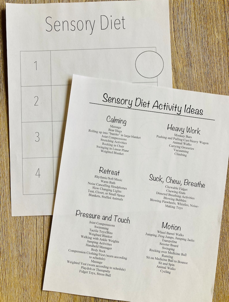 Sensory Diet Chart, Sensory Activities Tracking Sheet, Sensory Diet ...