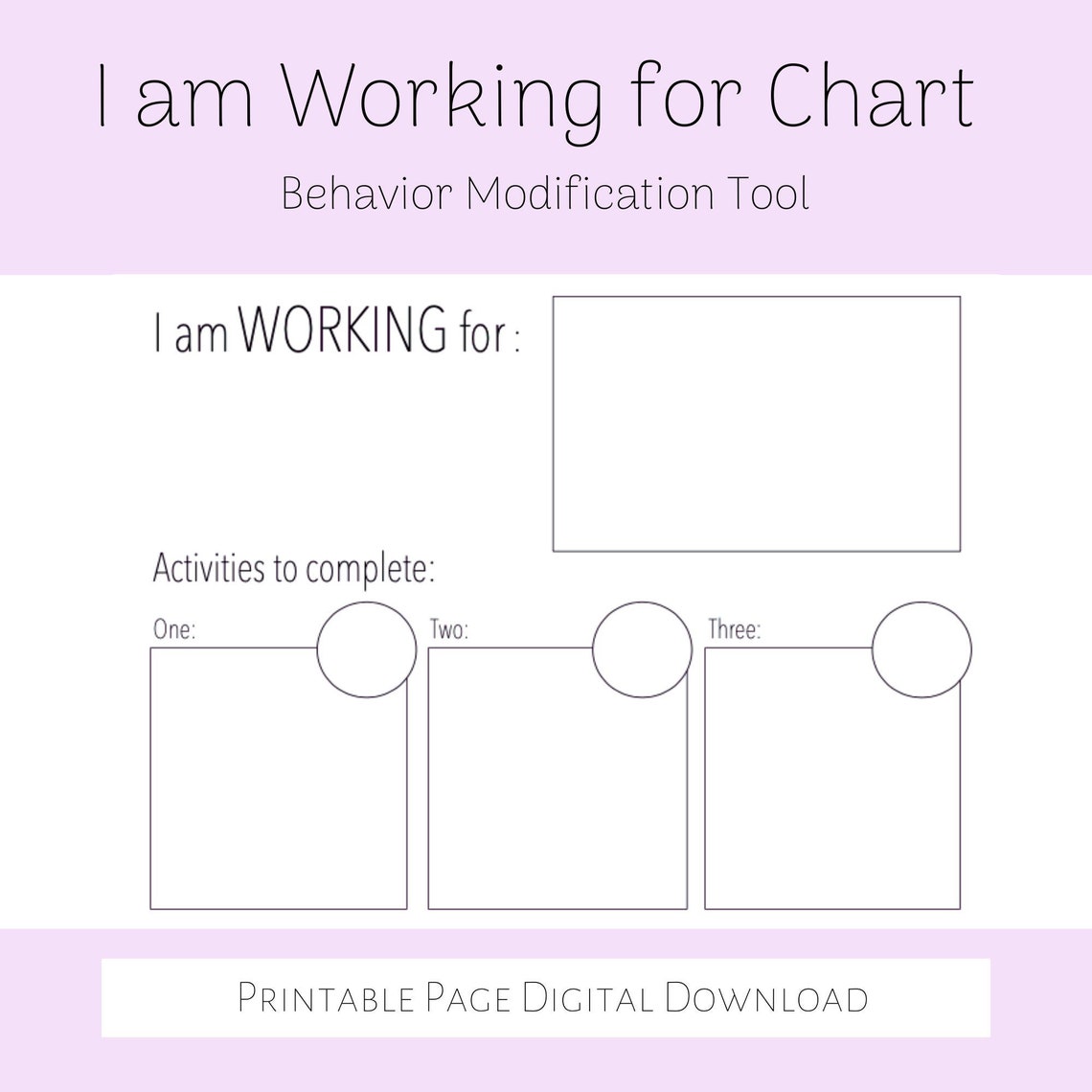 I Am Working for Chart, Behavior Modification Chart, Reward Chart ...