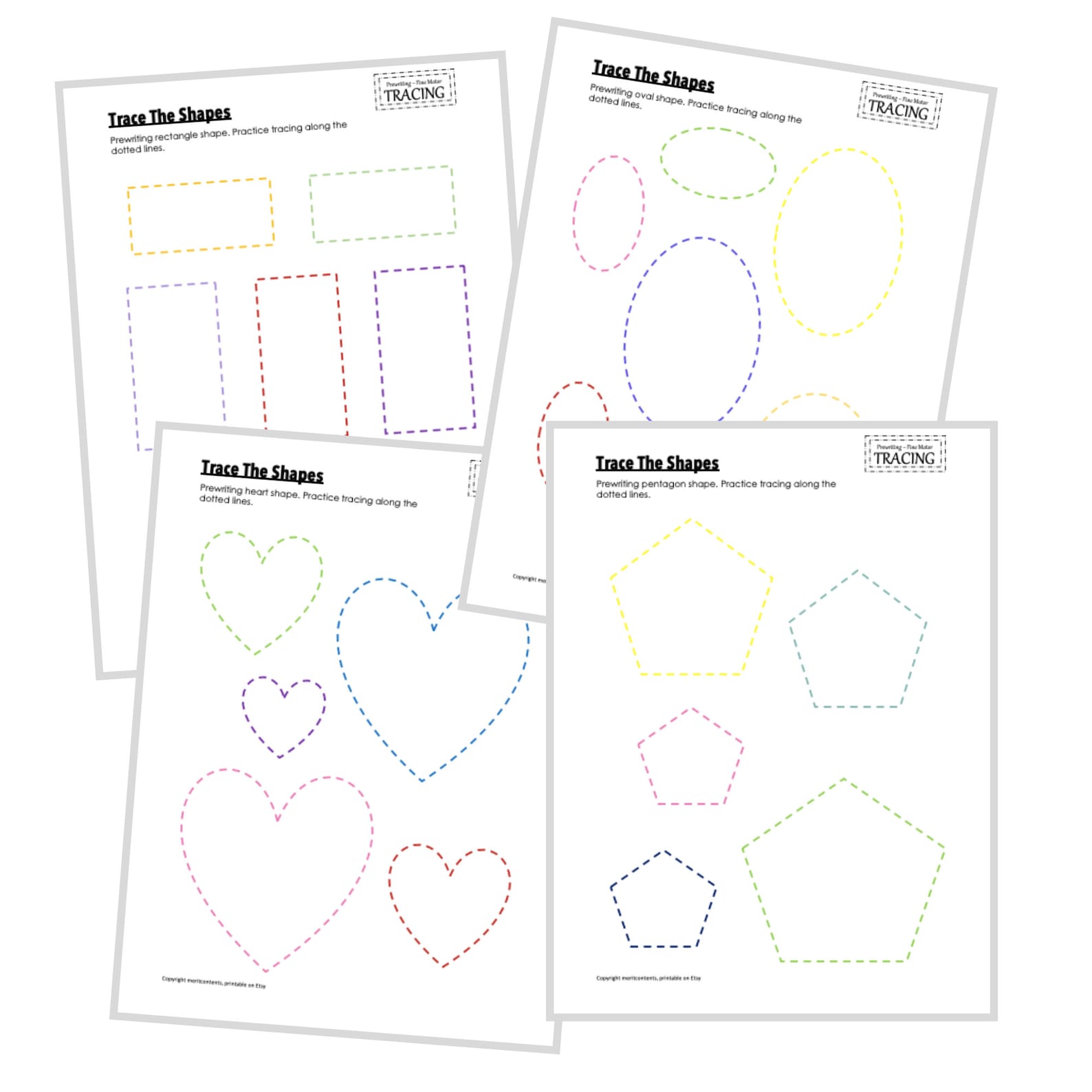 Prewriting Fine Motor Tracing Worksheets, Shape Tracing Sheet ...