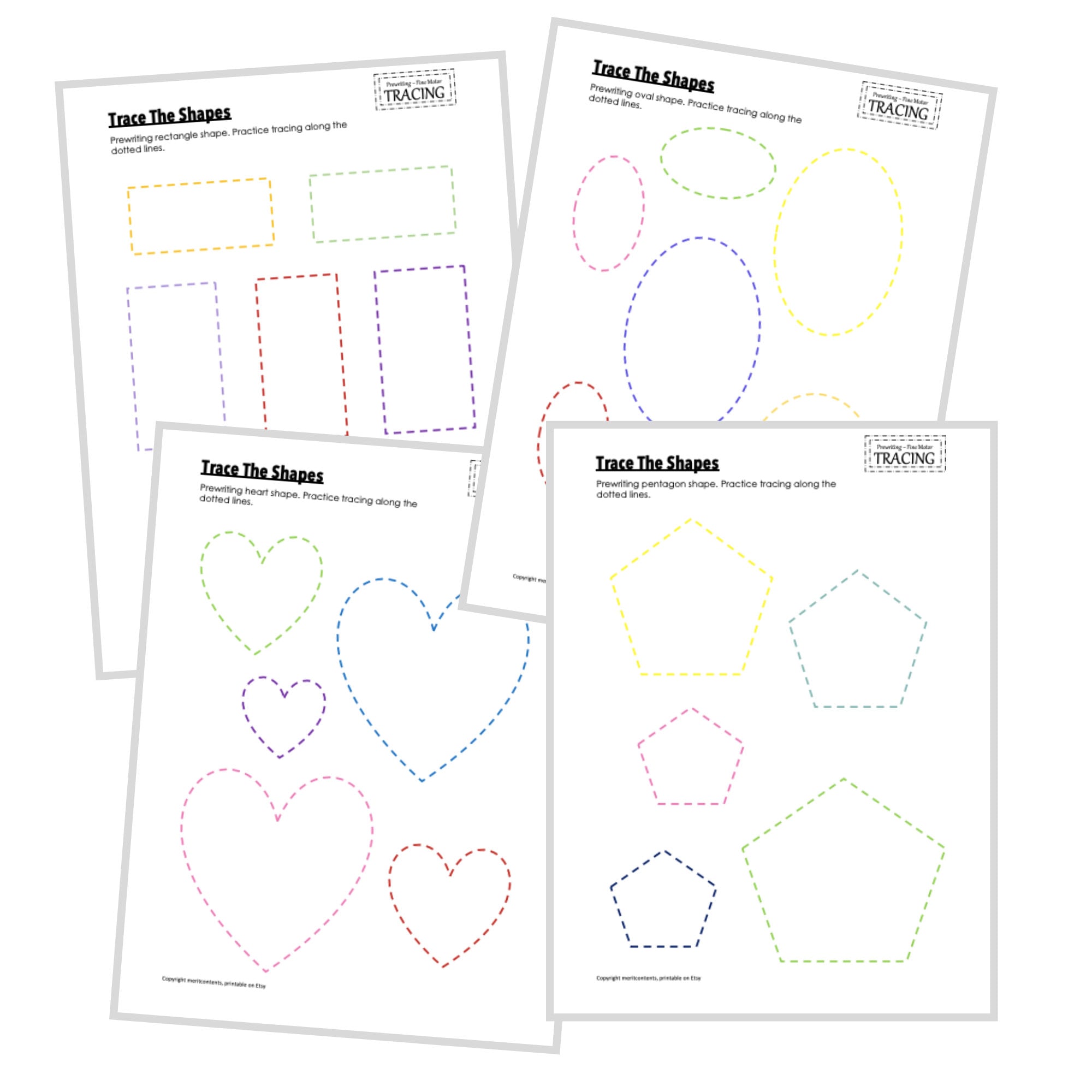 Prewriting Fine Motor Tracing Worksheets, Shape Tracing Sheet ...