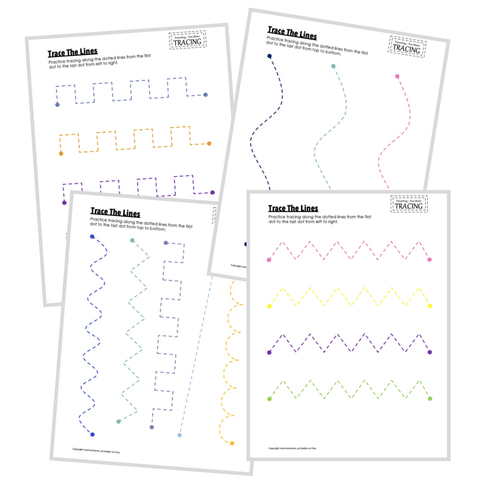 Prewriting Fine Motor Tracing Worksheets, Line Tracing Sheets ...