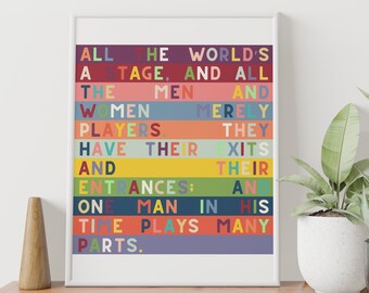 All the World's a Stage Printable Wall Art William - Etsy