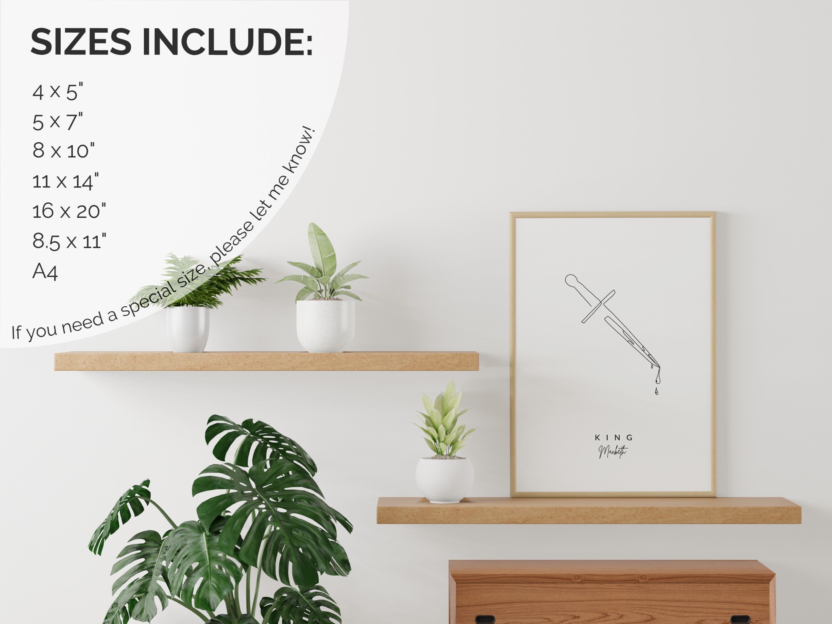 Macbeth Bloody Dagger Line Drawing | Shakespeare PRINTABLE Simple Art ...