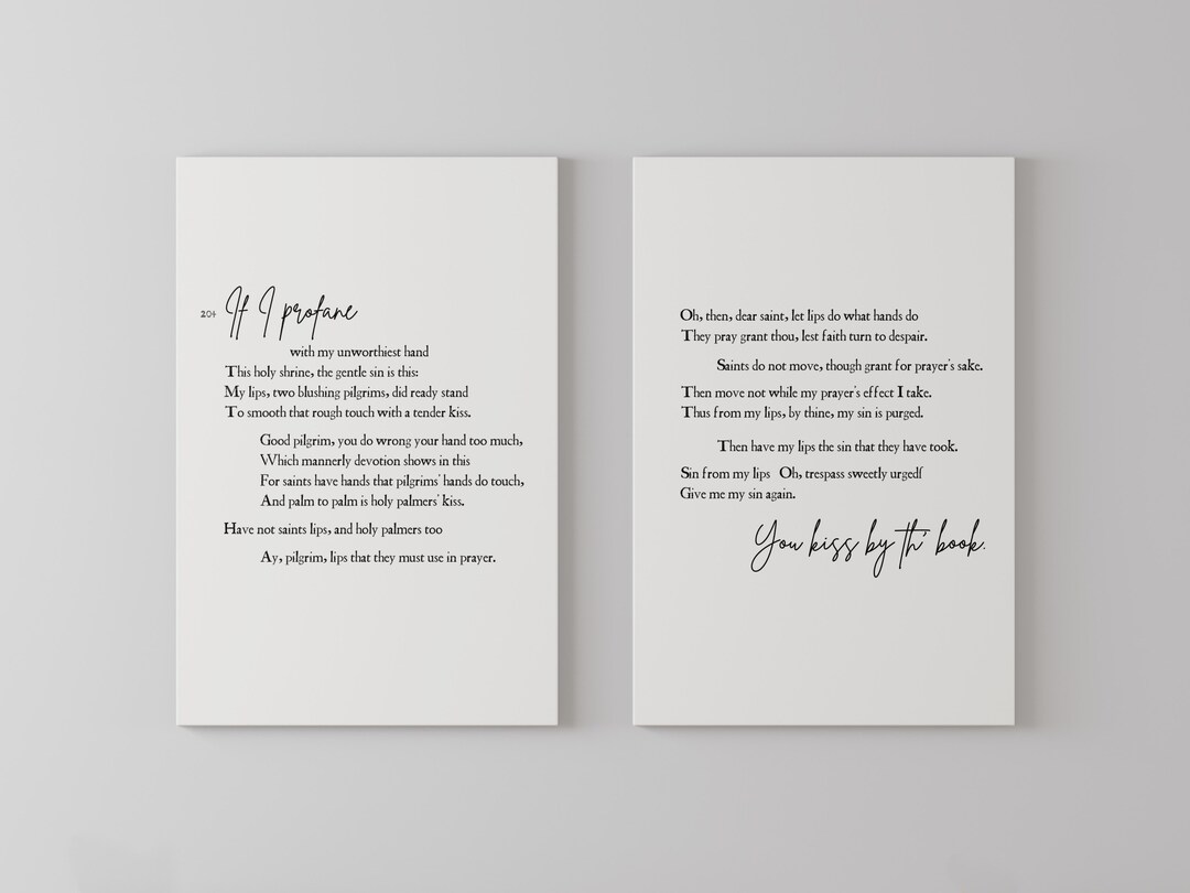 Romeo and Juliet Sonnet Set of Two Prints | PRINTABLE Shakespeare ...