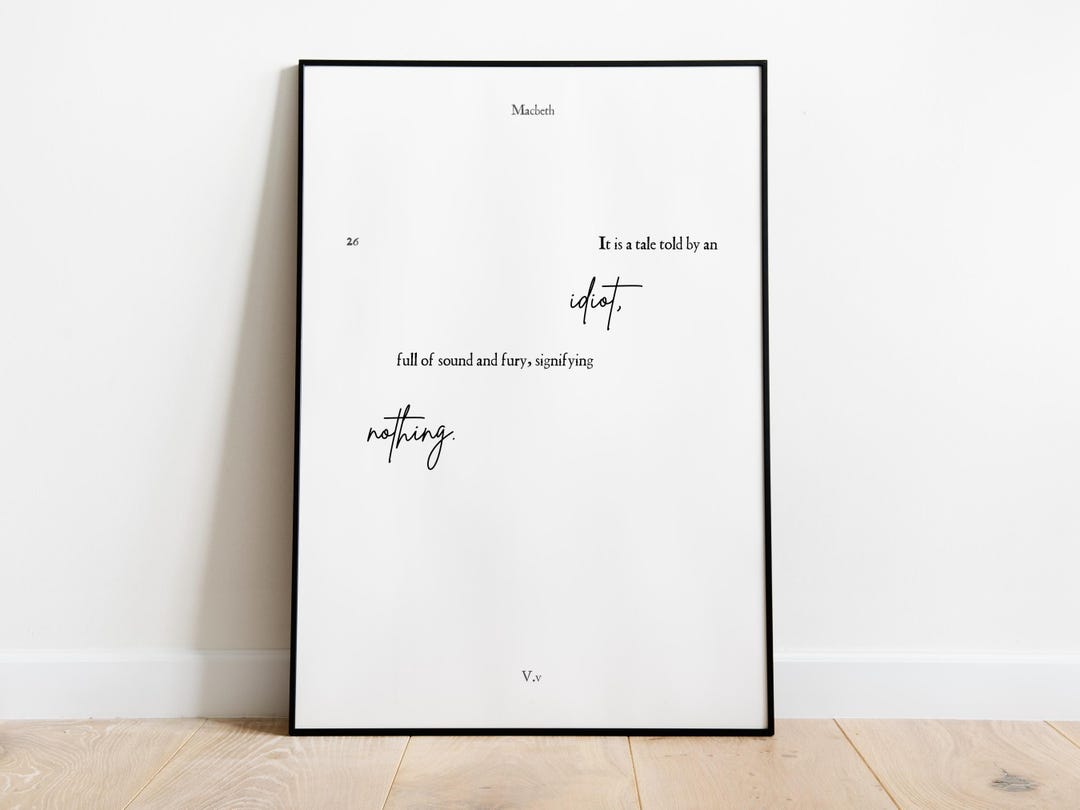 Macbeth Quote Art | Tale Told by an Idiot | PRINTABLE Shakespeare ...