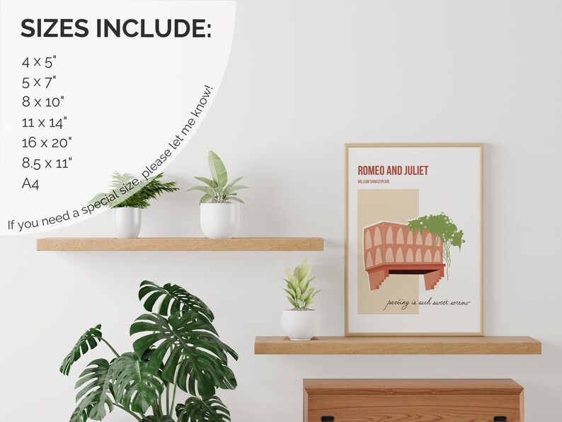 Romeo and Juliet Balcony Poster | Hand-drawn William Shakespeare ...