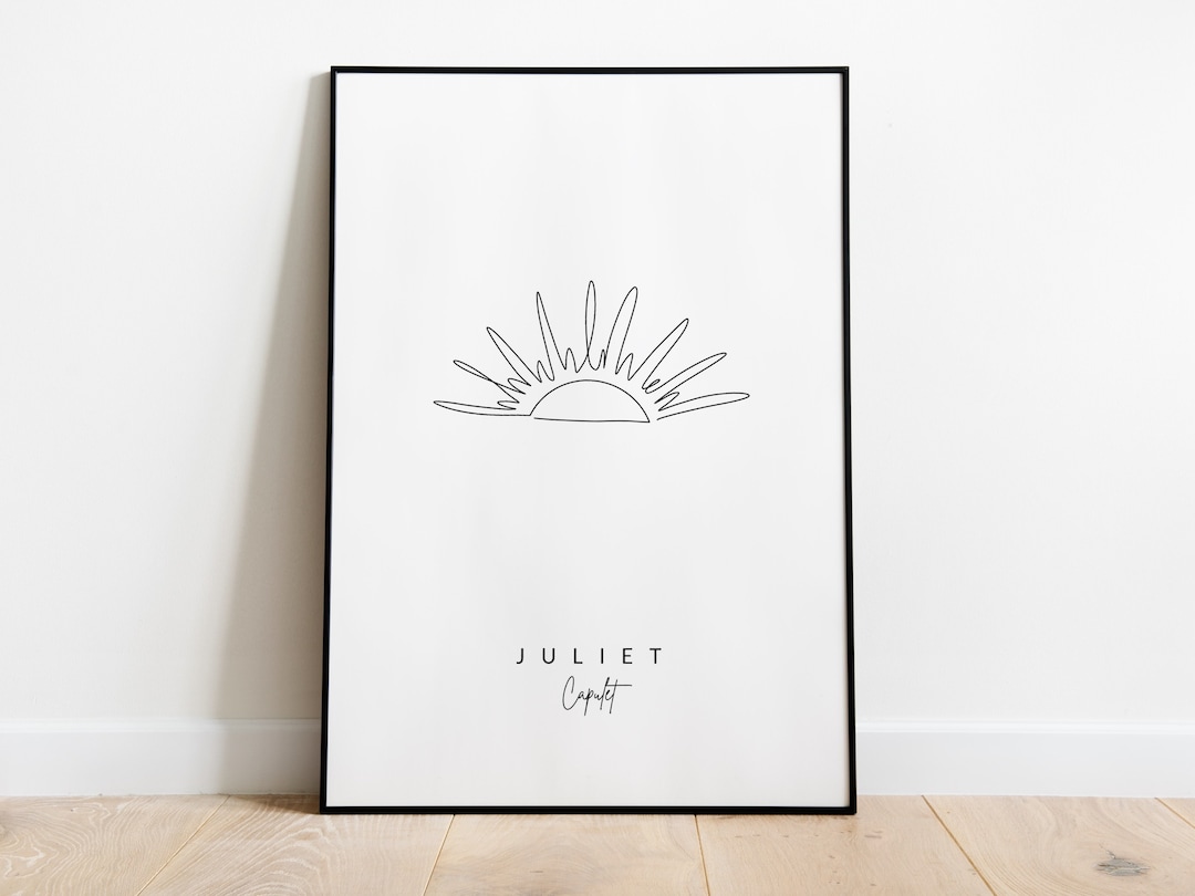 Juliet Capulet Sun Line Drawing | Shakespeare PRINTABLE Aesthetic ...