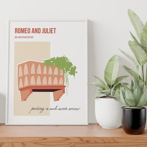 Romeo and Juliet Balcony Poster | Hand-drawn William Shakespeare ...