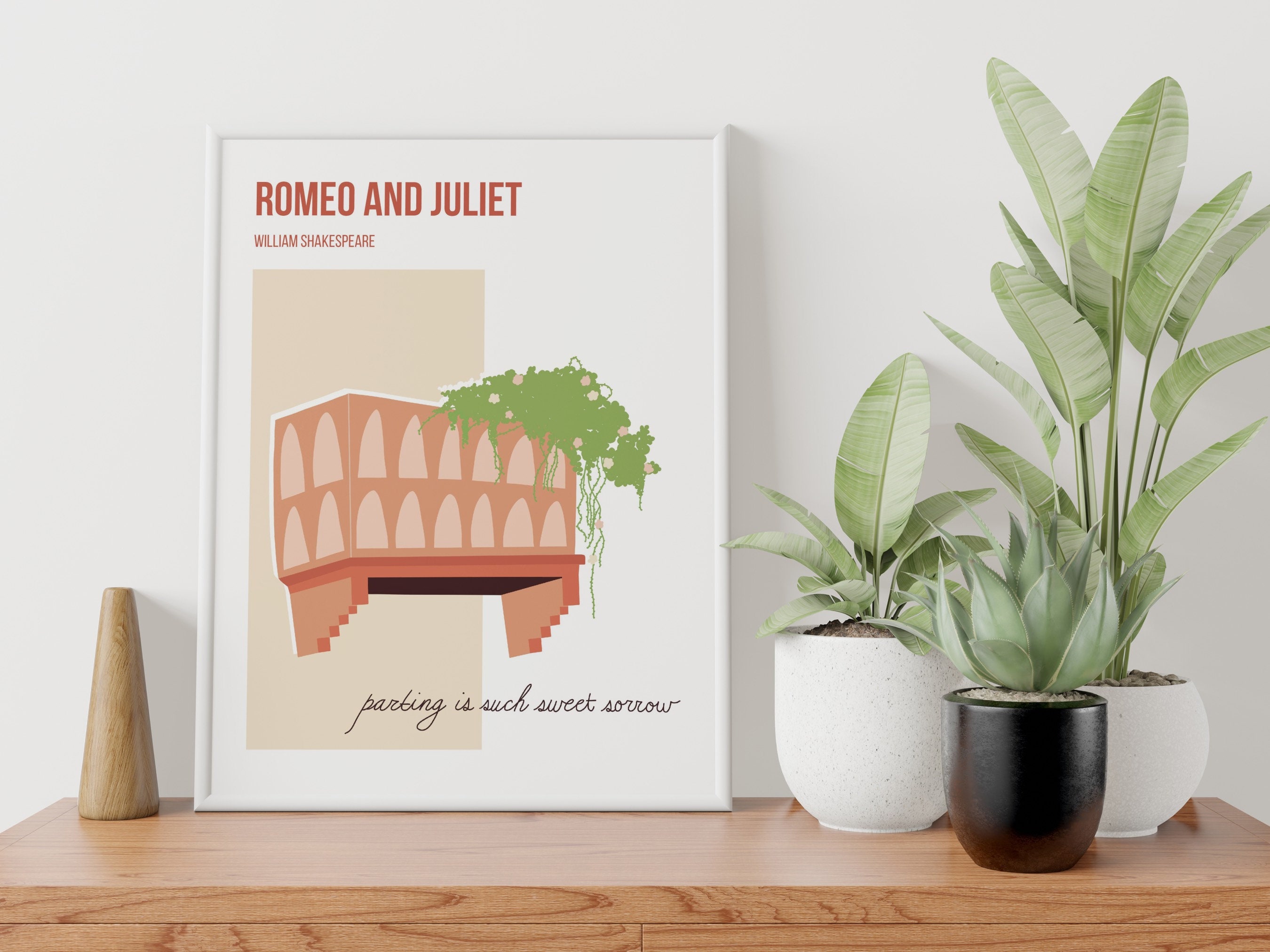 Romeo and Juliet Balcony Poster | Hand-drawn William Shakespeare ...