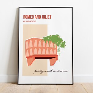 Romeo and Juliet Balcony Poster | Hand-drawn William Shakespeare ...