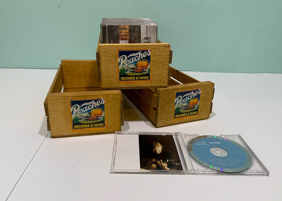 PEACHES RECORDS & TAPES Storage Crate for Cd's and Dvd's- Oak Stained ...