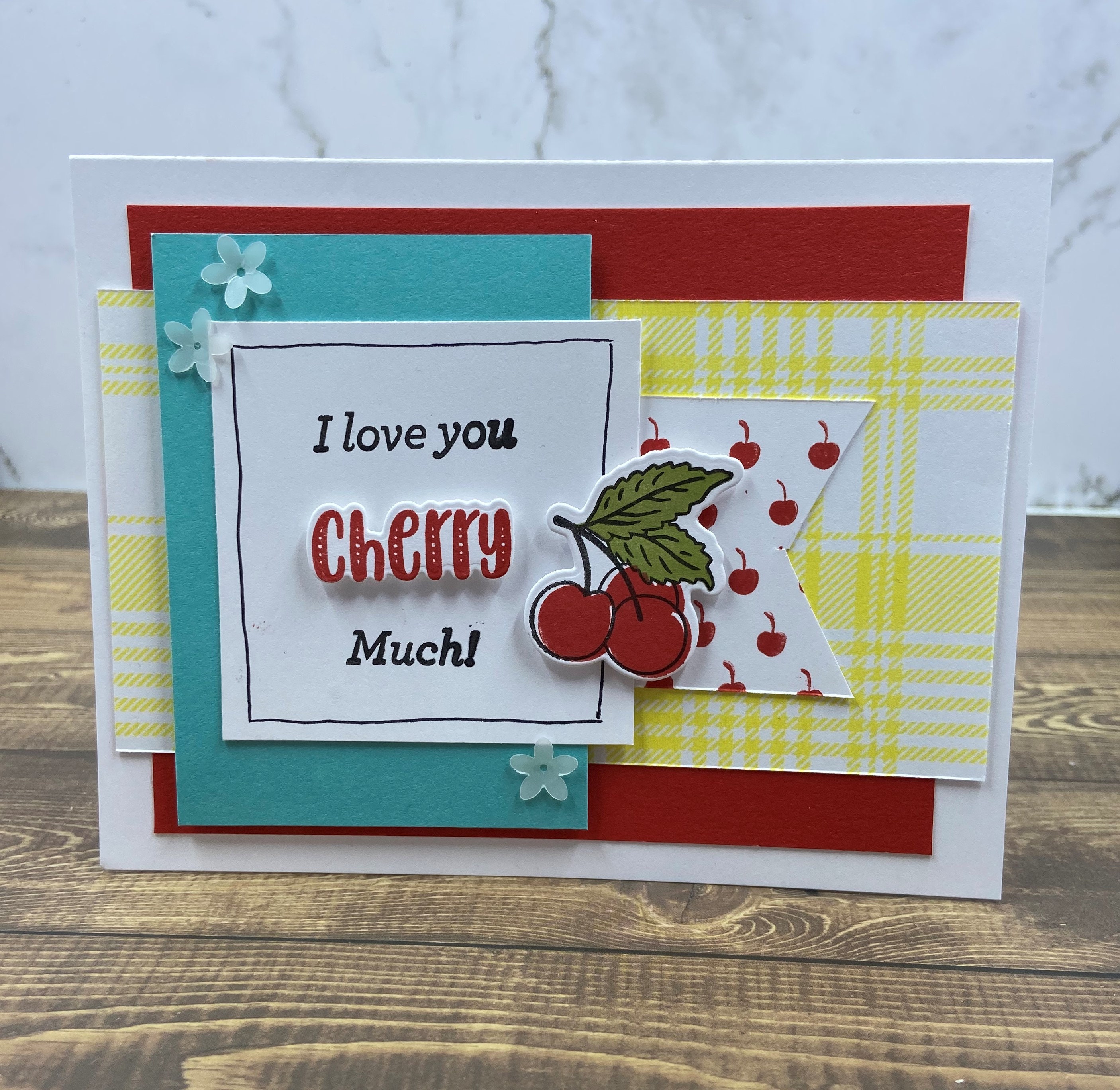 Sweet Retro-style Cherry cards set of 4 handmade greeting - Etsy.de